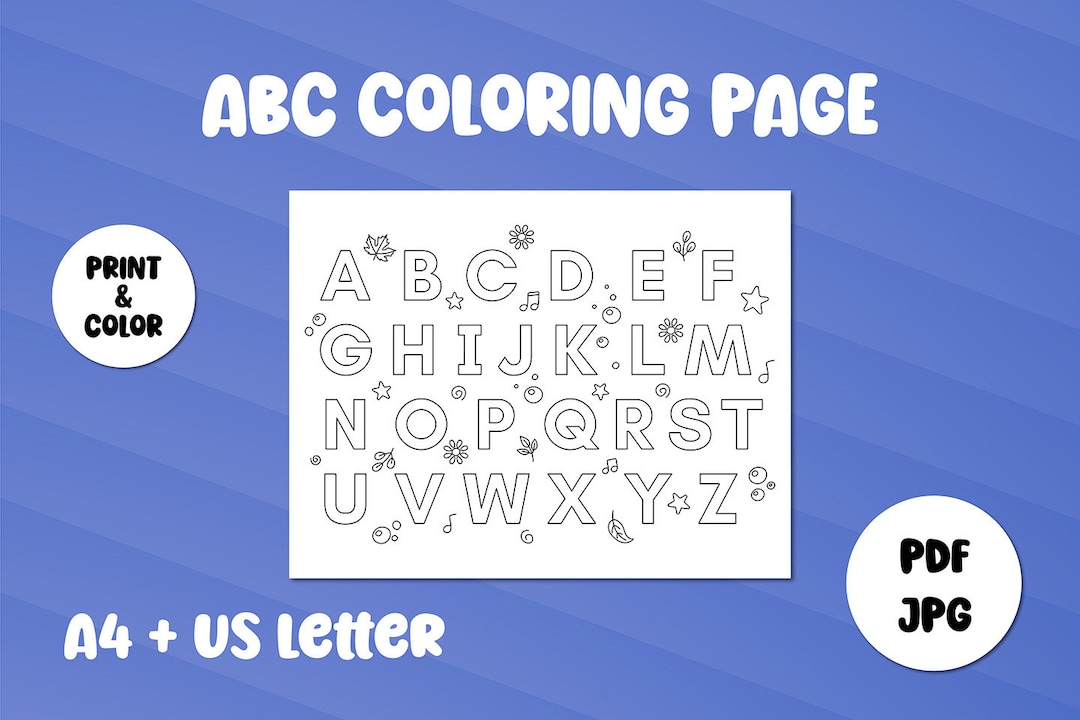 Fun ABC Coloring Page for Kids Printable PDF A4 US Letter Preschool ...