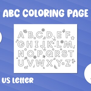 Fun ABC Coloring Page for Kids Printable PDF A4 US Letter Preschool ...