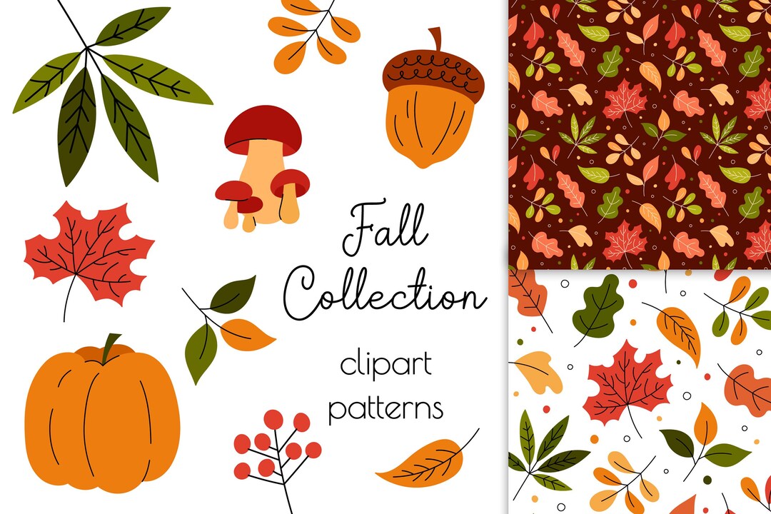 Autumn Leaves Clipart PNG | SVG Fall Clip Art Bundle | Foliage Seamless ...