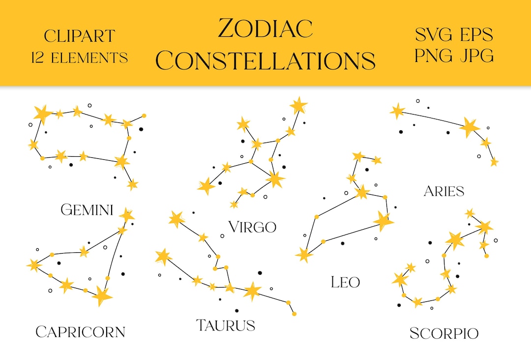 Zodiac Constellations Clipart PNG | Twelve Zodiac Signs Star Charts EPS ...