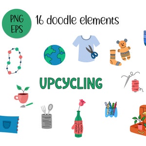 Upcycling Clipart PNG Doodle Clip Art Elements Eco Upcycle Ideas Vector ...