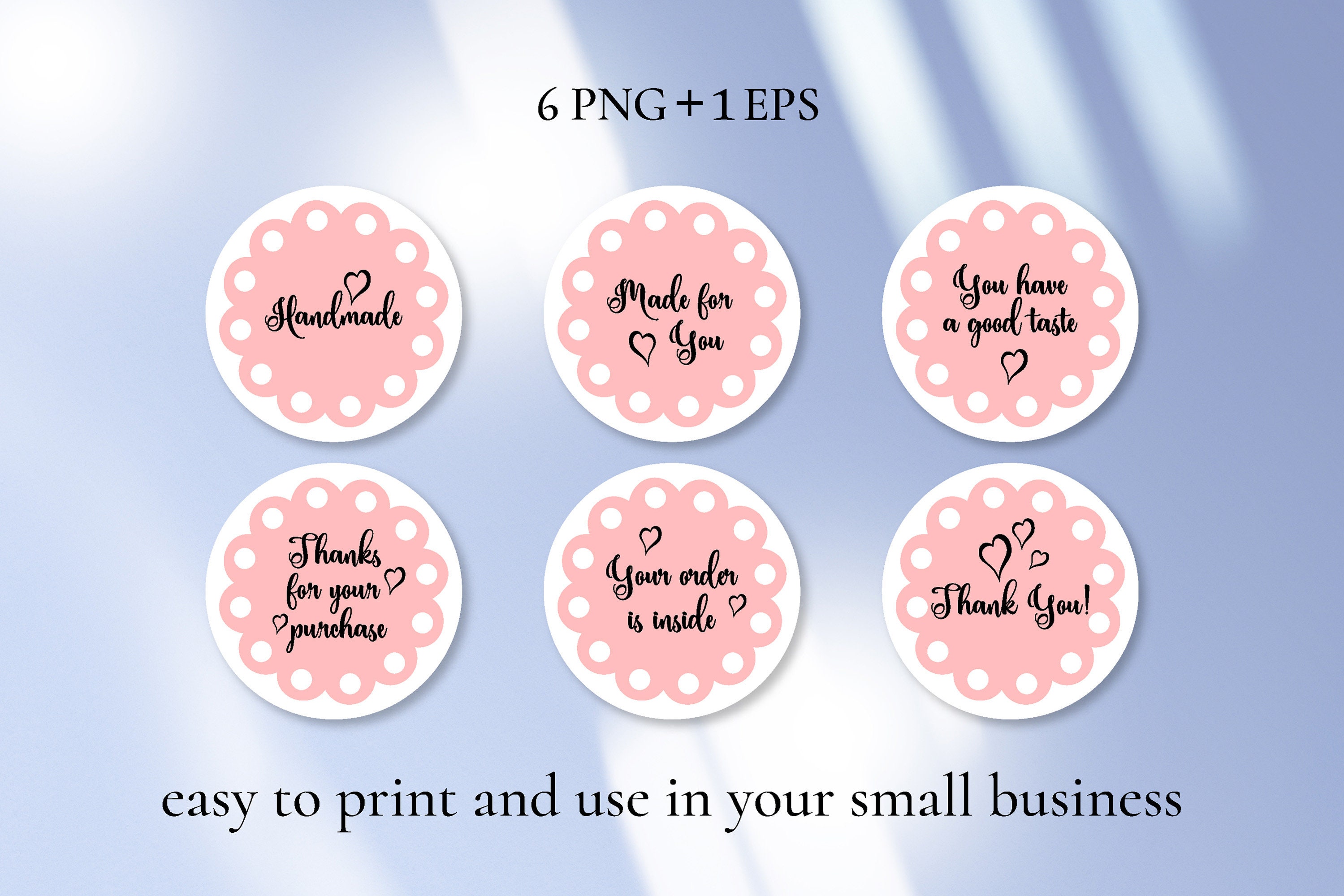 Cute Thank You Stickers Pack PNG Handmade Labels for Home Business ...