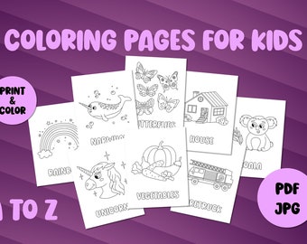 Fun ABC Coloring Page for Kids Printable PDF A4 US Letter Preschool ...