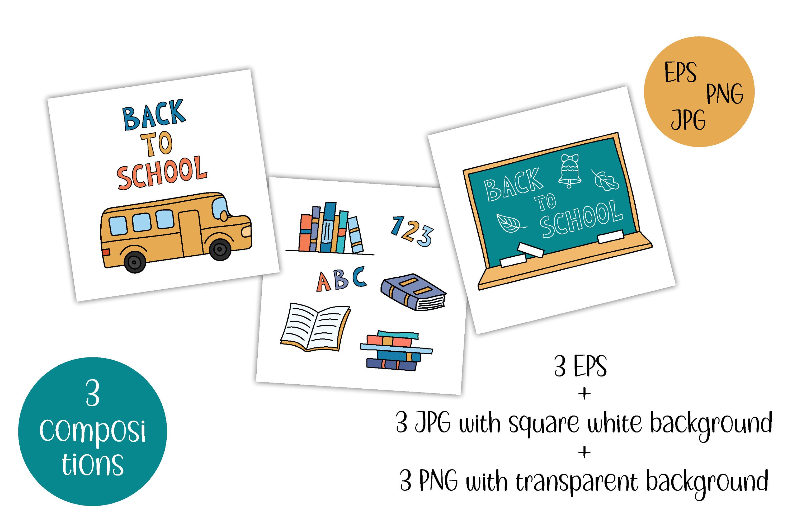 Back to School Clip Art Bundle Timetable Template, Patterns, PNG ...