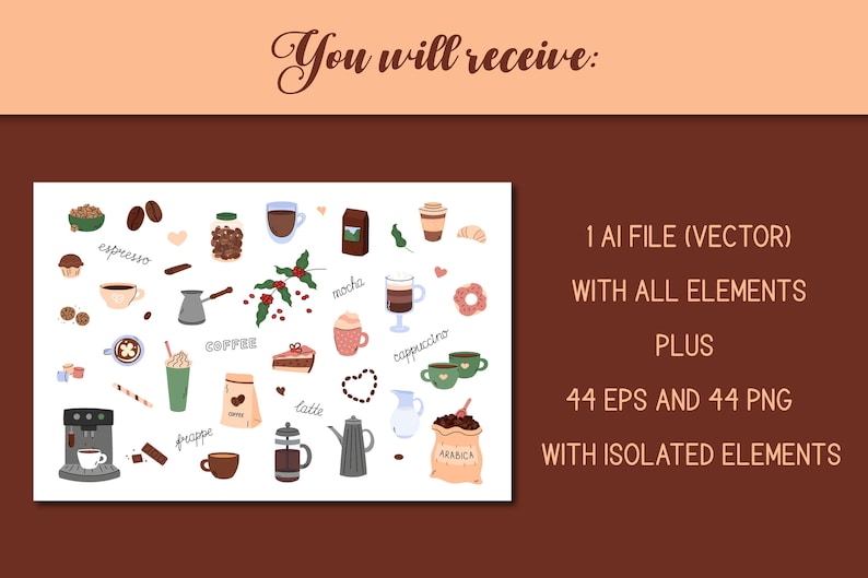 Coffee Clipart PNG | Cute Coffee Clip Art Bundle | Vector Doodles ...