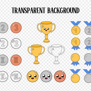 Medals Cups Clipart PNG | Winner Awards Clip Art Bundle | Golden Silver ...