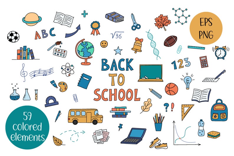 Back to School Clip Art Bundle Timetable Template, Patterns, PNG ...