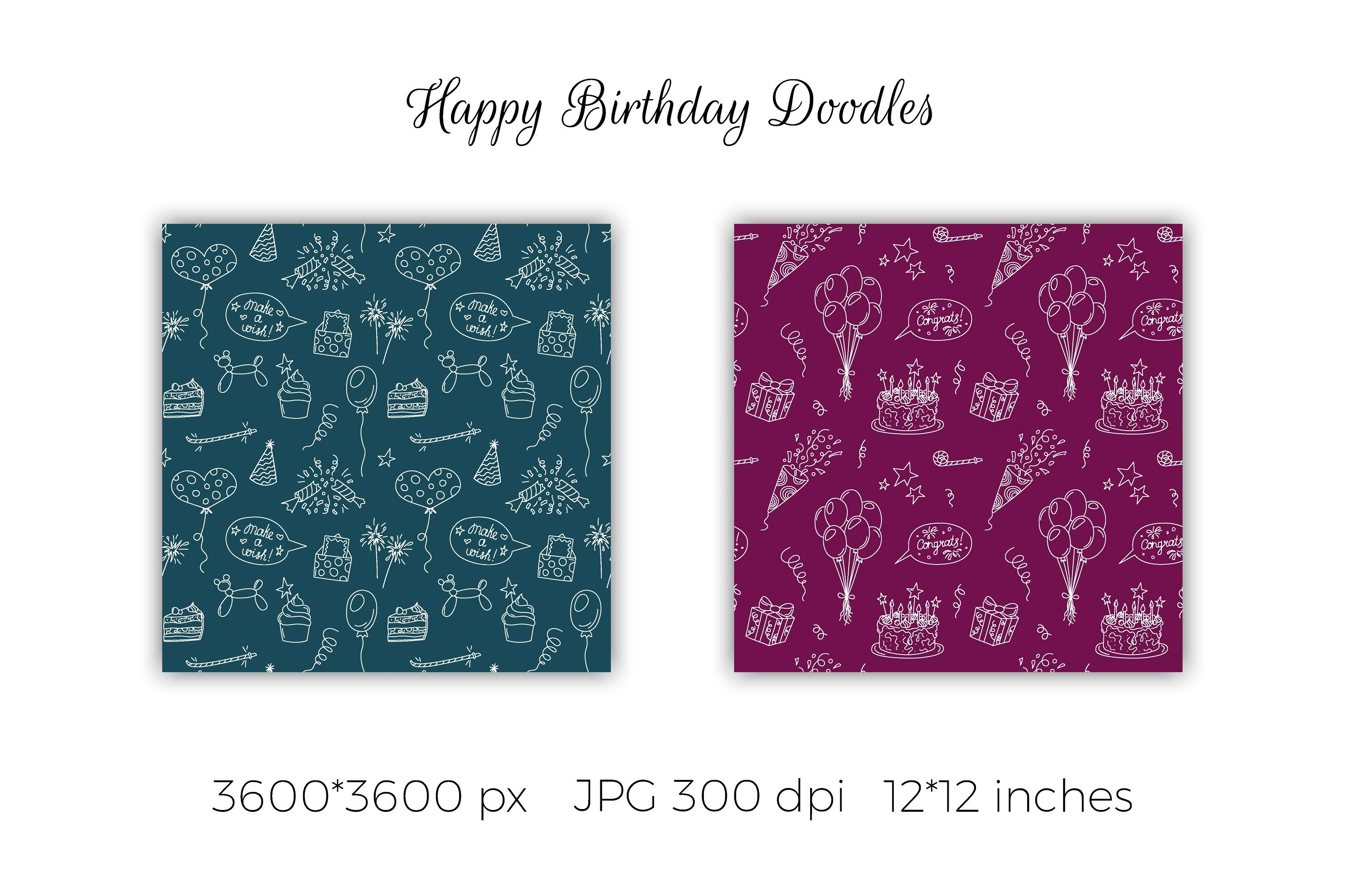 Happy Birthday Digital Paper | Bday JPG Doodle Patterns Collection for ...