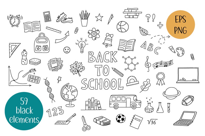 Back to School Clip Art Bundle - Timetable Template, Patterns, PNG ...