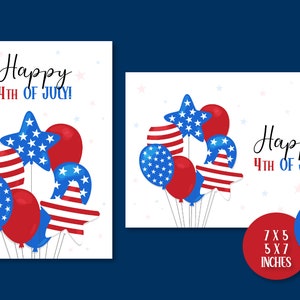Happy 4th of July Greeting Cards | USA Independence Day | Printable ...