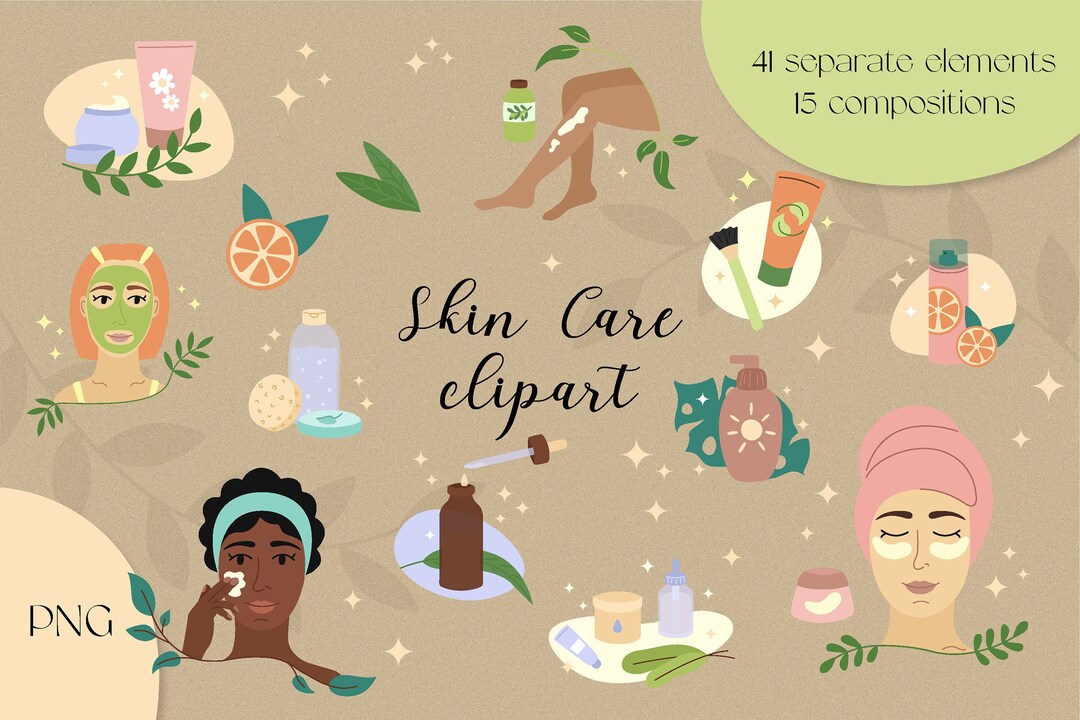 Skin Care Clipart | Selfcare Concept PNG Illustrations | Skincare ...