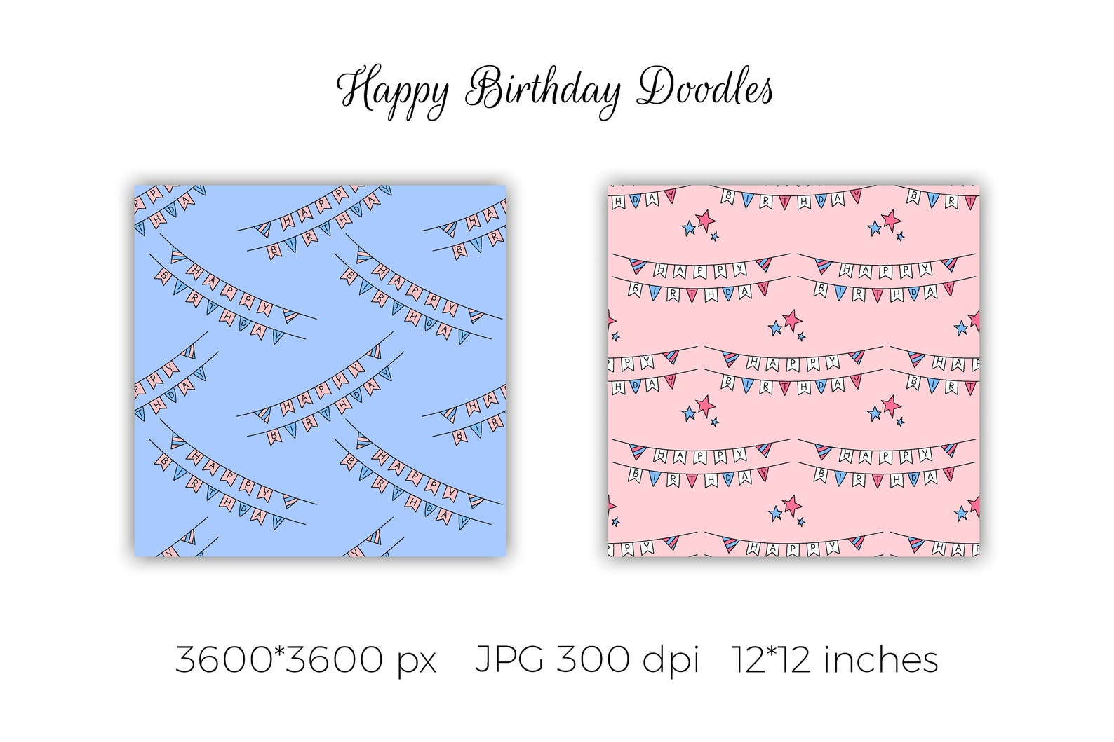Happy Birthday Digital Paper | Bday JPG Doodle Patterns Collection for ...