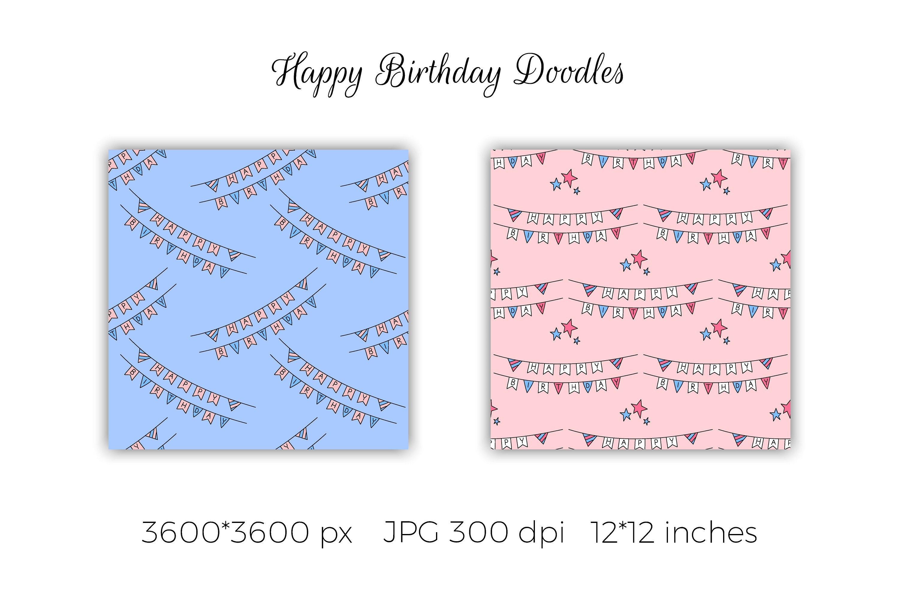 Happy Birthday Digital Paper | Bday JPG Doodle Patterns Collection for ...