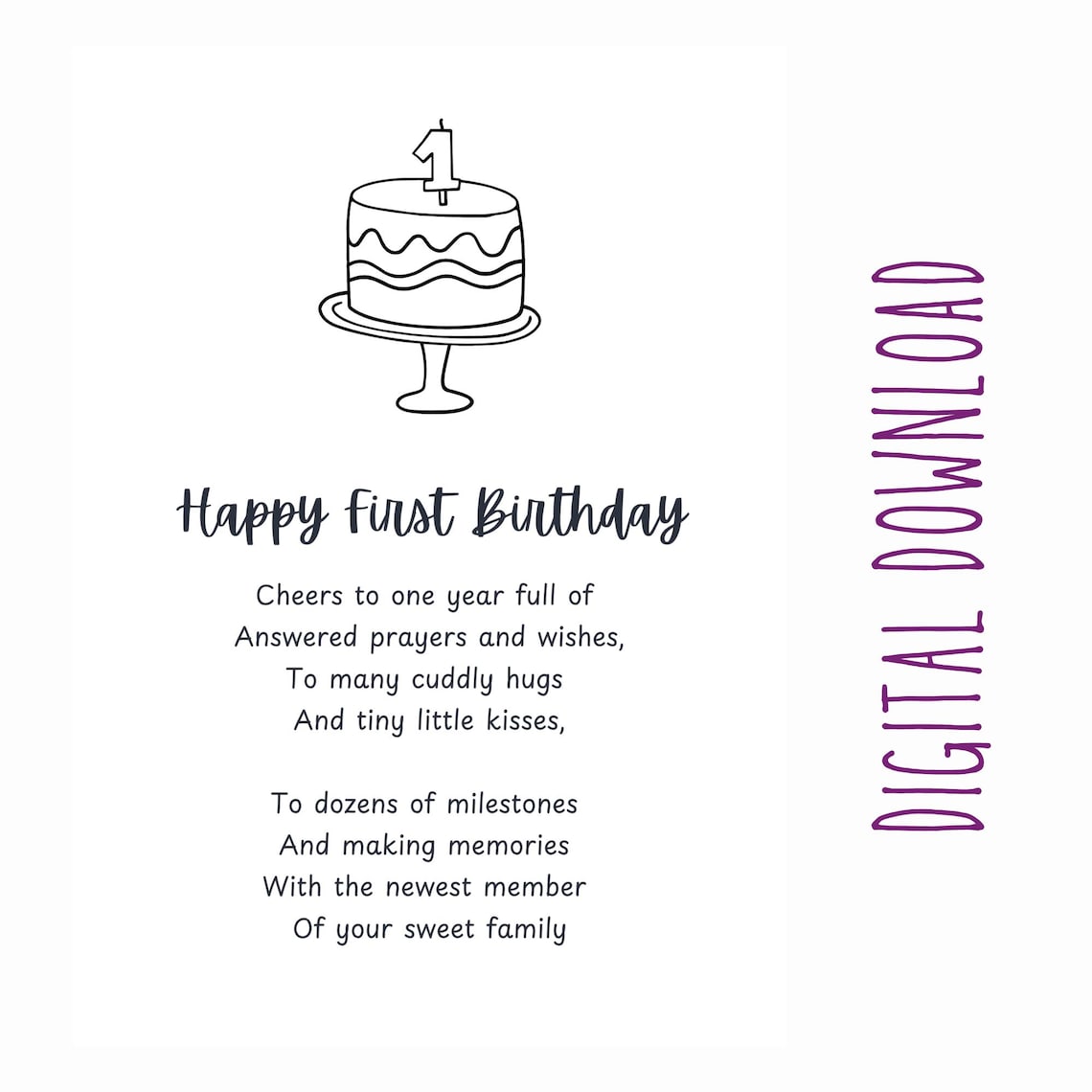 Rainbow Baby First Birthday Poem Card (digital Download) - Etsy