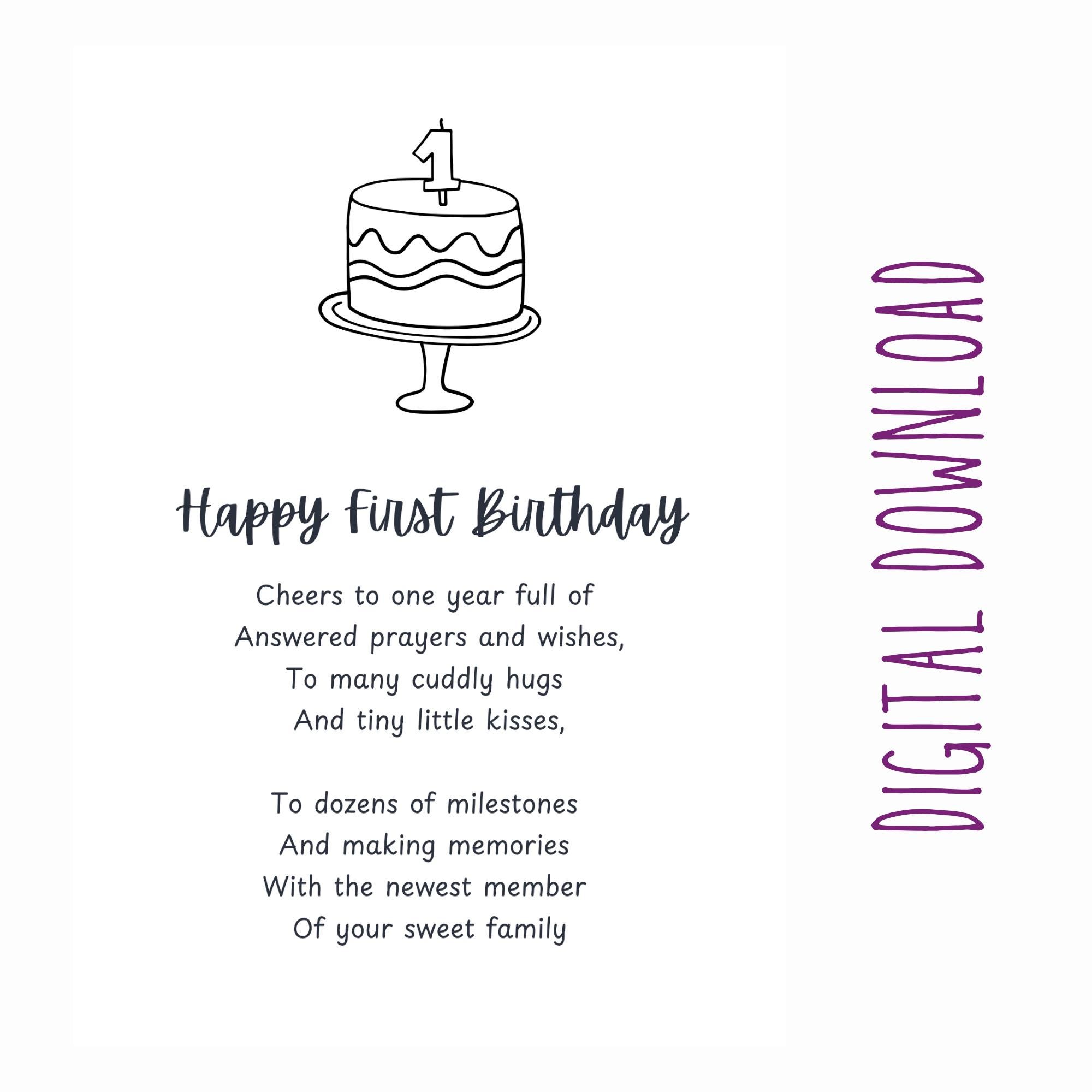 Rainbow Baby First Birthday Poem Card (digital Download) - Etsy