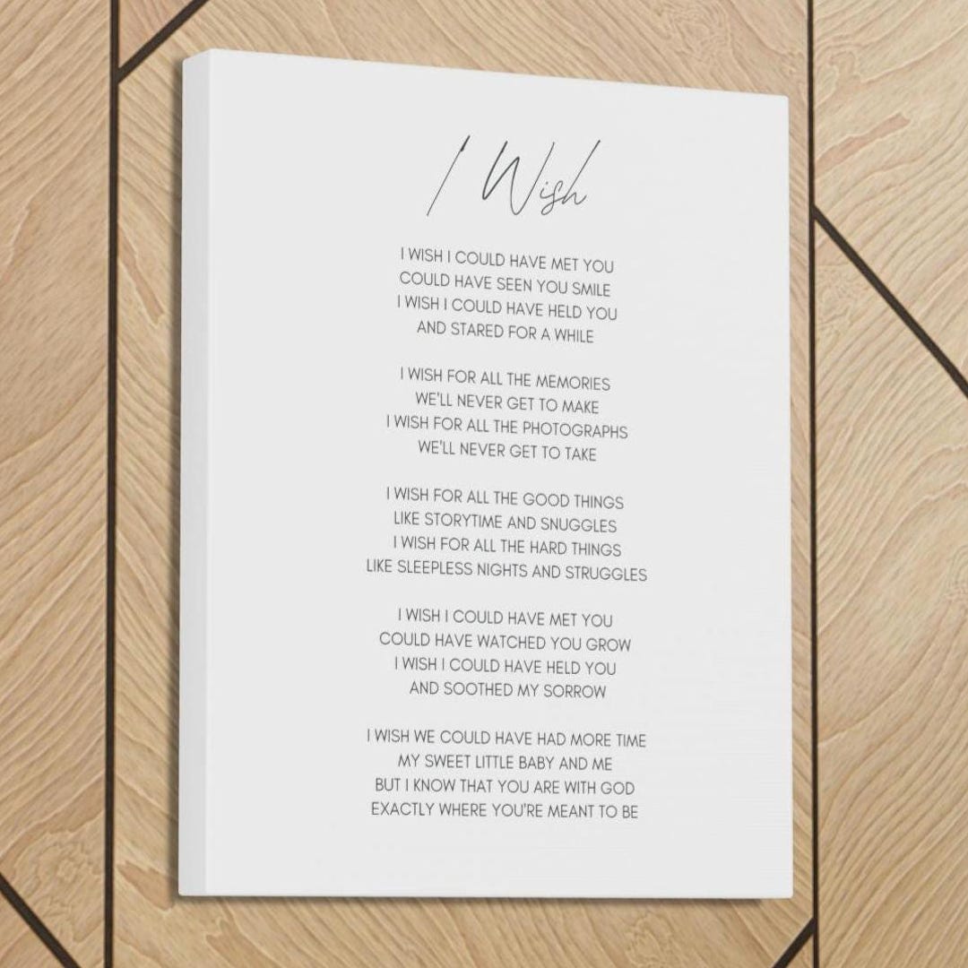 I Wish Miscarriage & Pregnancy Loss Poem Canvas Gallery Wrap Christian ...