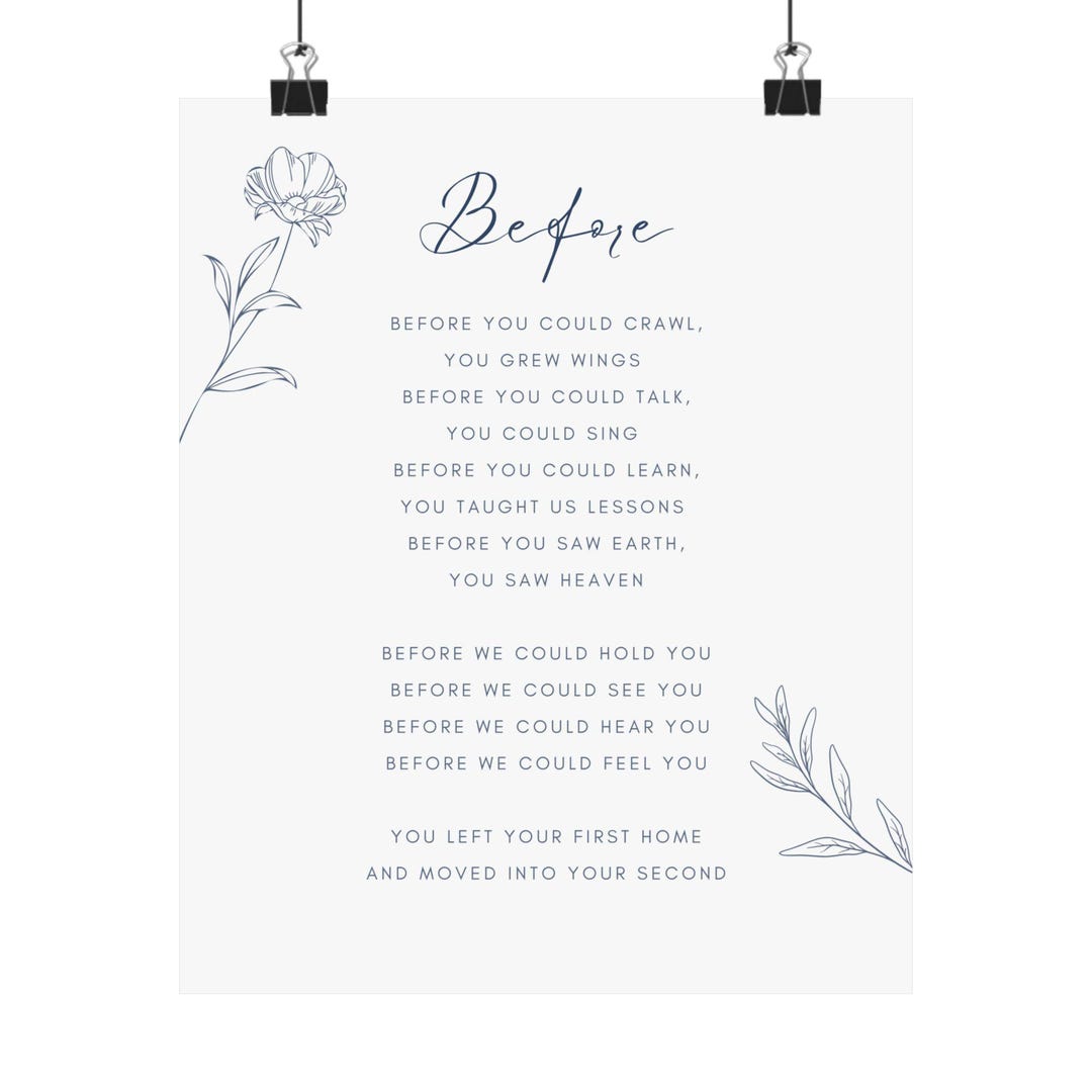 Before Miscarriage Poem Matte Vertical Poster - Miscarriage Poster ...