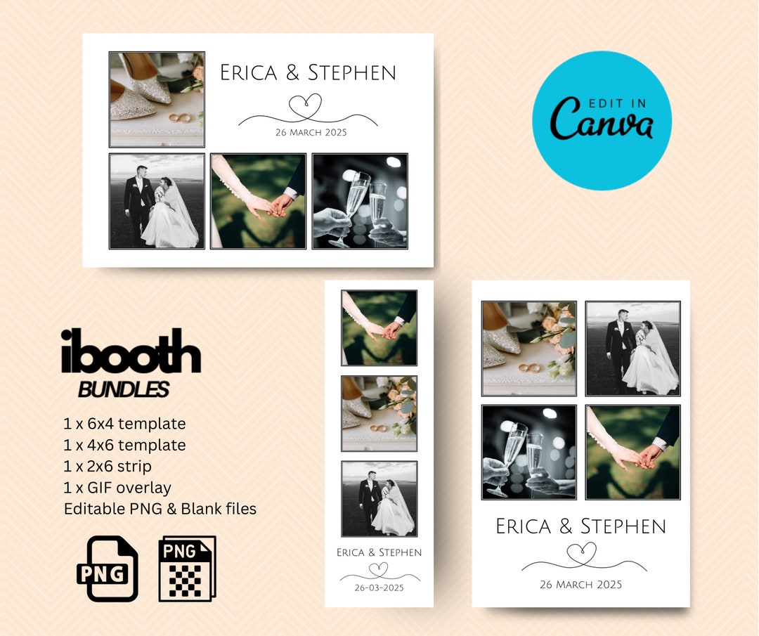 Photo Booth Template, 6x4, 6x2, 4x6, Minimalist Black and White Modern ...