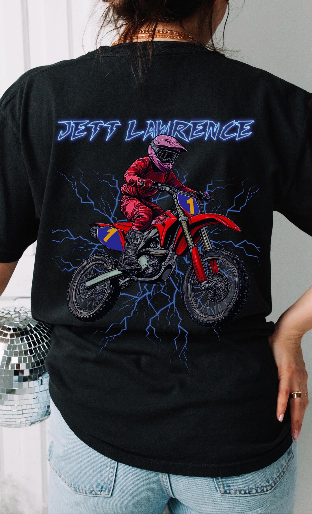 Jett Lawrence Lightning Bolt Motocross Tee | Bold Racer Illustration ...