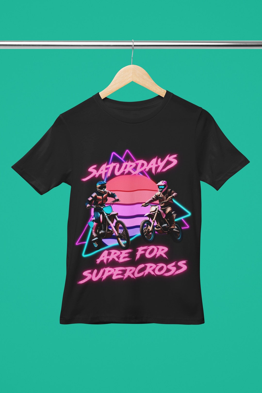 Synthwave Retro Saturdays Are for Supercross Shirt, Unisex Jersey Short ...