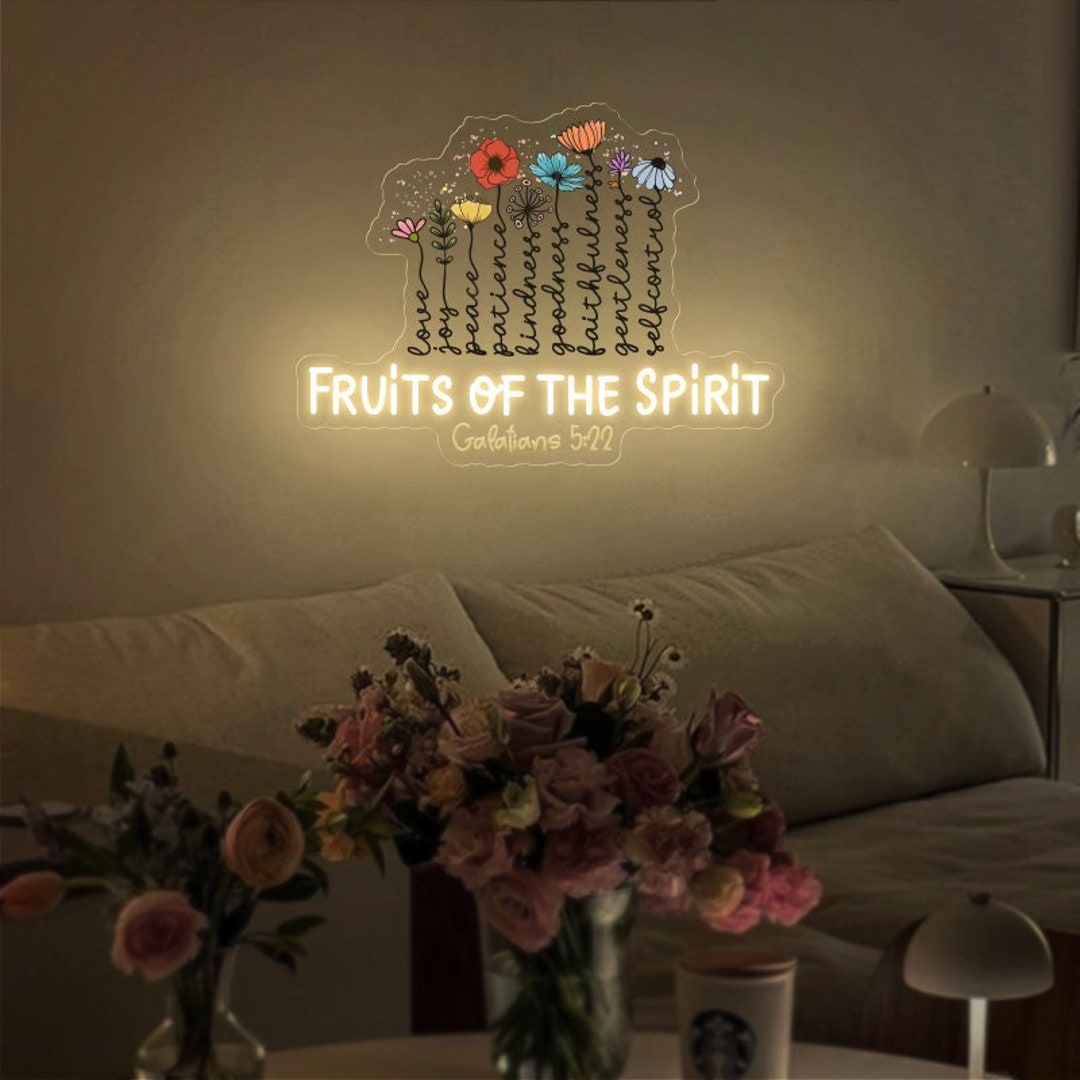 Fruit of the Spirit Neon Sign, Christian Wall Art, Girly Pink Decor ...