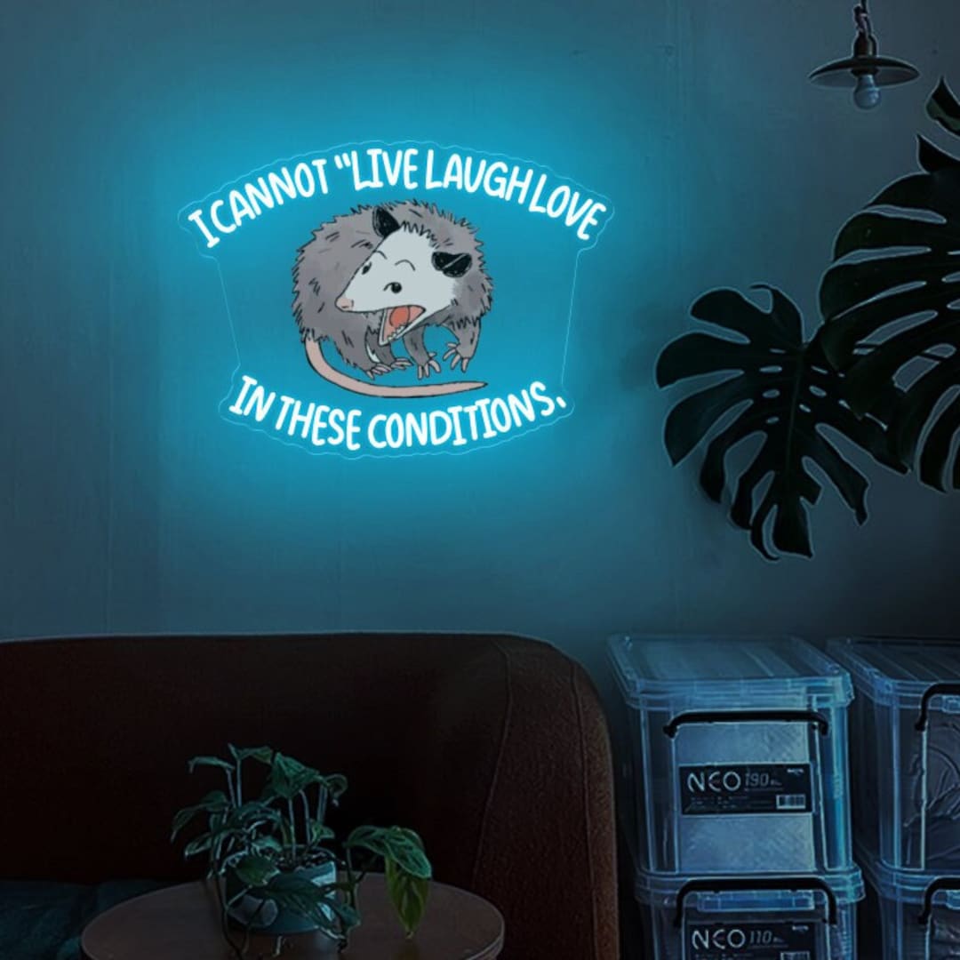 I Can't Live Laugh Love in These Conditions Neon Sign Opossum Funny ...