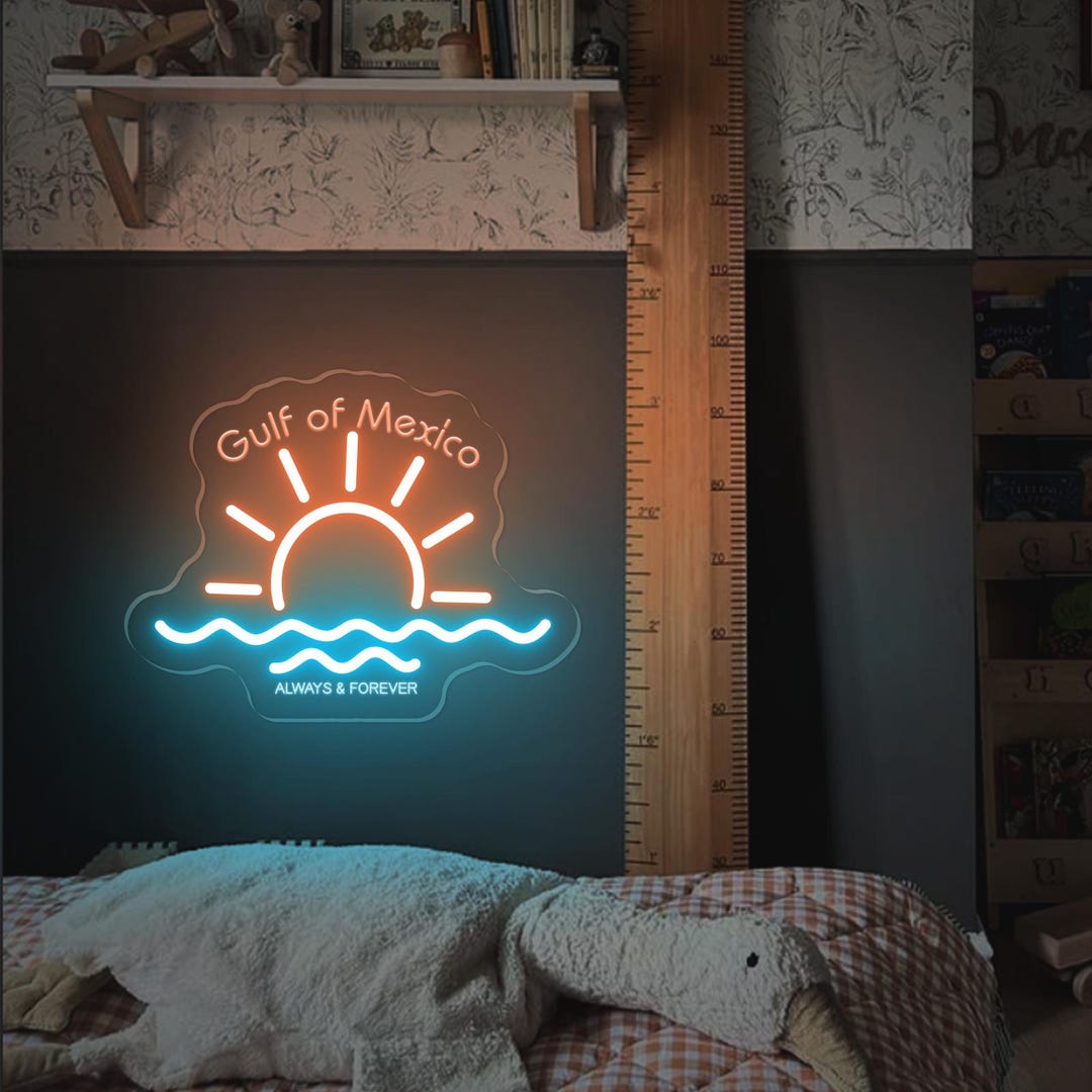 Gulf of Mexico LED Neon Sign | Sun and Wave Neon Sign| Gulf Coast Wall ...