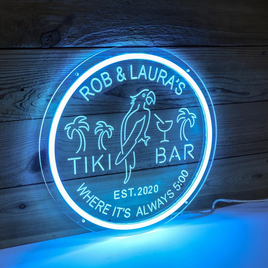 Personalized Bar Neon Sign, Open Bar Neon Sign, Home Bar, Tiki Bar Wall ...