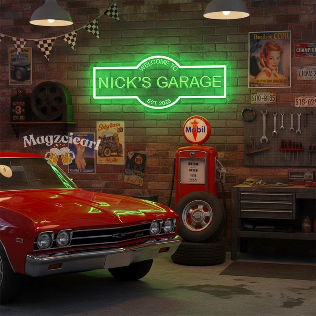 Personalized Garage LED Neon Sign: Home Bar Decor, Garage Wall Art, Man ...