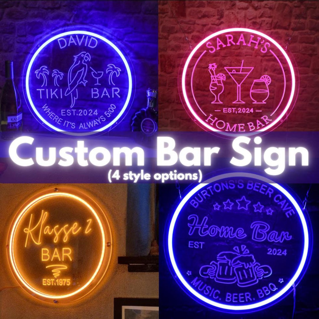 Custom Name Bar Sign, Neon Bar Sign, LED Light Sign for Home Bar/tiki ...