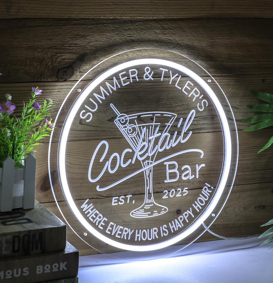 Personalized Cocktail Bar LED Neon Sign: Home Bar Decor - Etsy