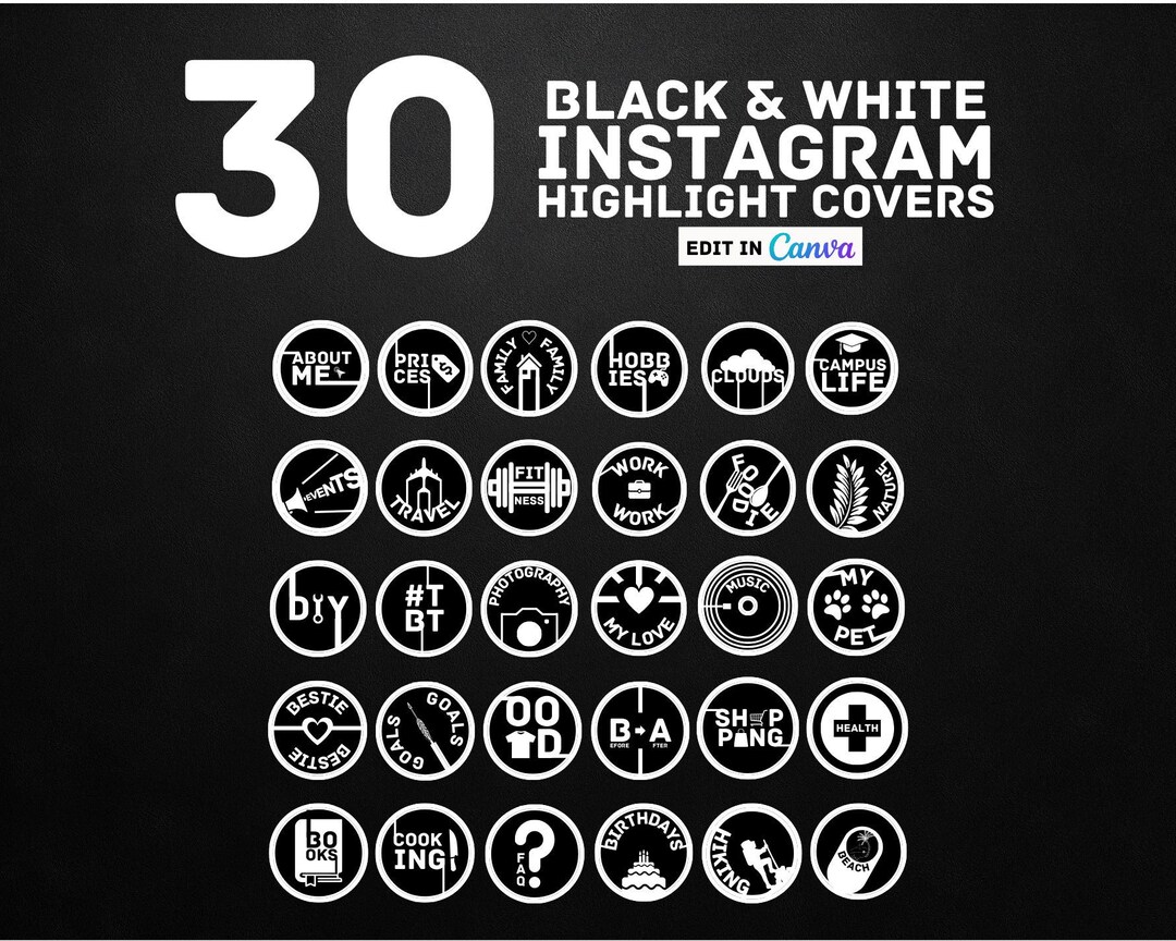 Black & White Instagram Highlight Covers Instagram Story Templates ...
