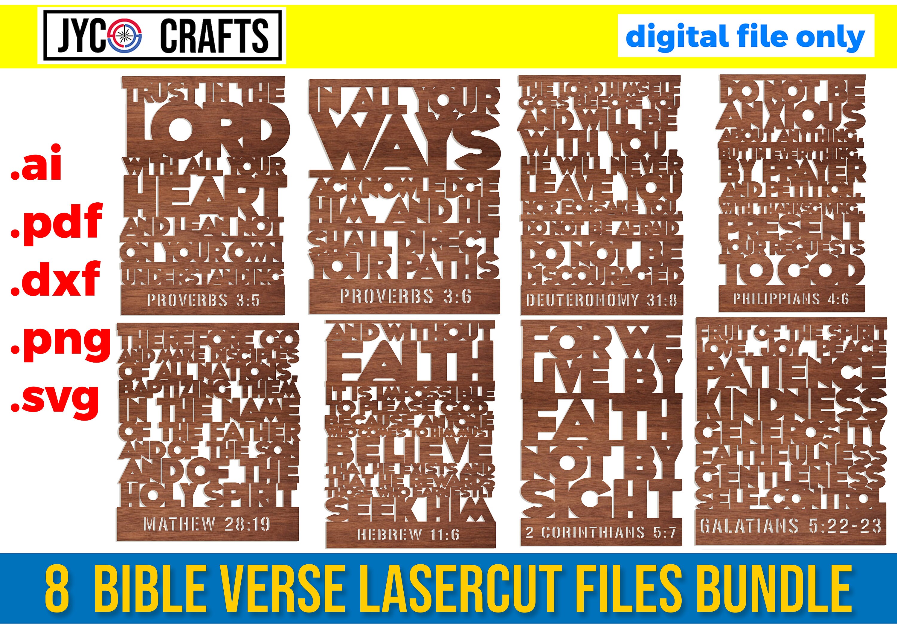 8 Christian Bible Verse Scripture Wall Art Home Decor Bundle 002for ...