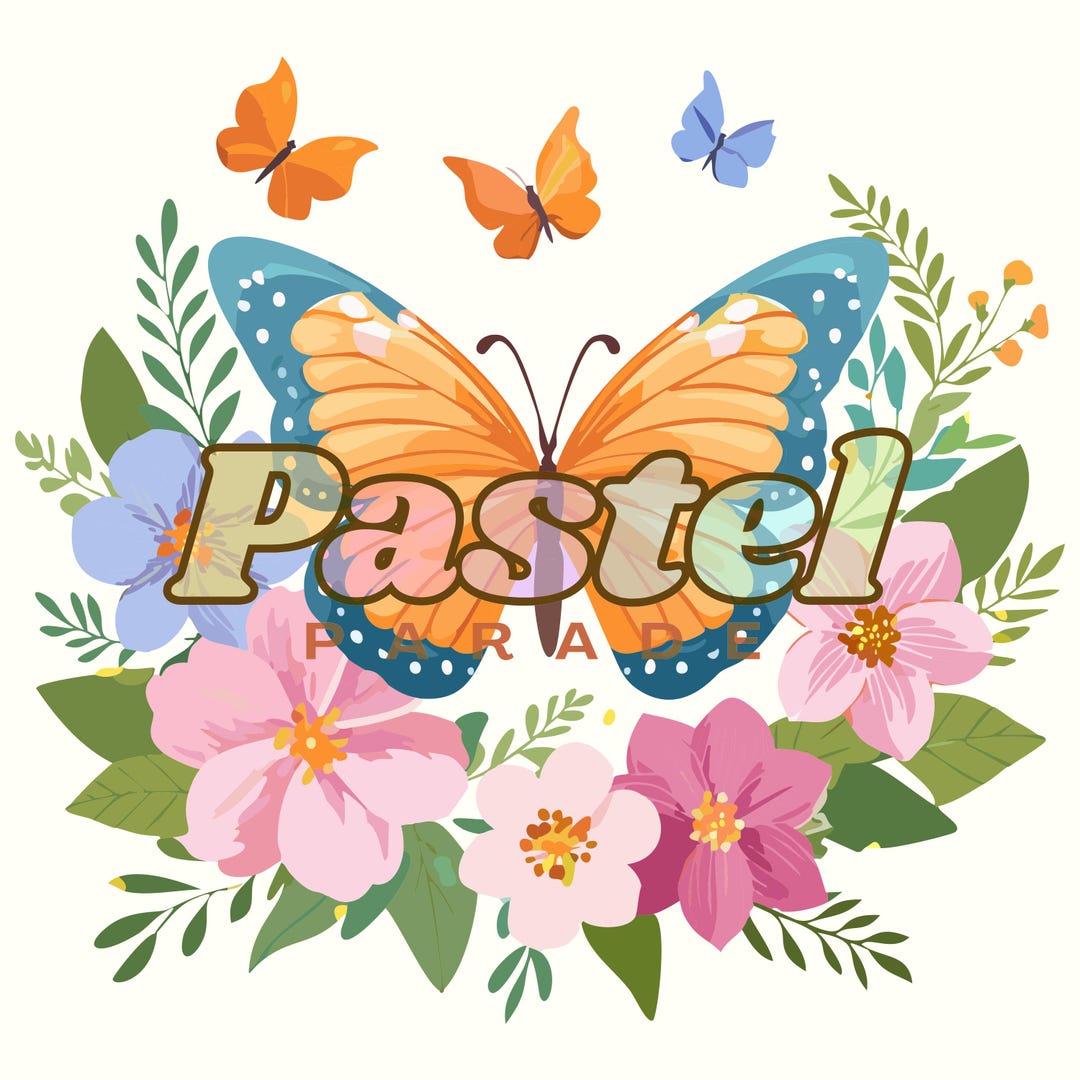 Spring Butterfly PNG, Cute Spring Decor PDF, Stationery Sticker Clipart ...