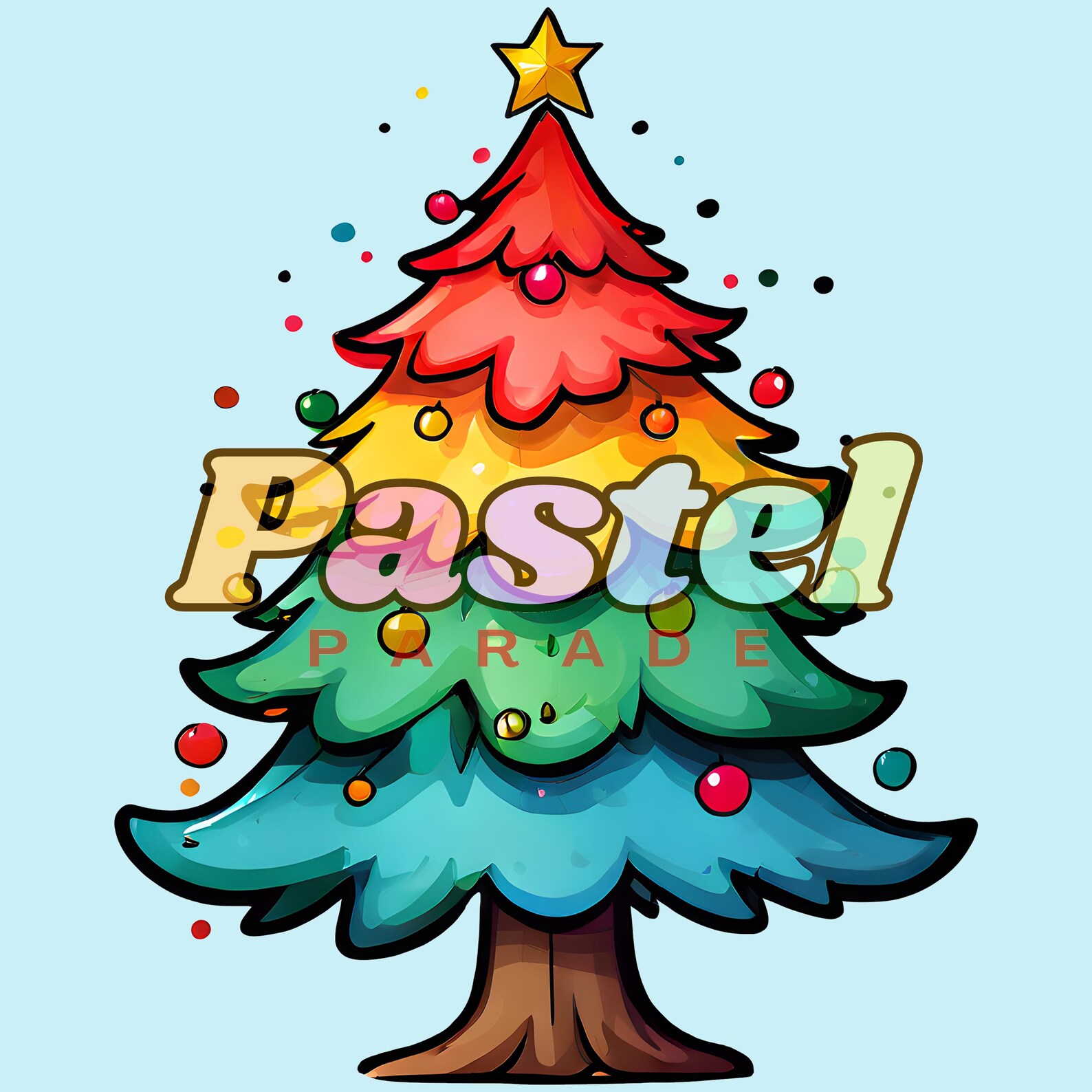 Rainbow Christmas Tree PNG, Holiday Decor Clipart, Cute Winter Merch ...