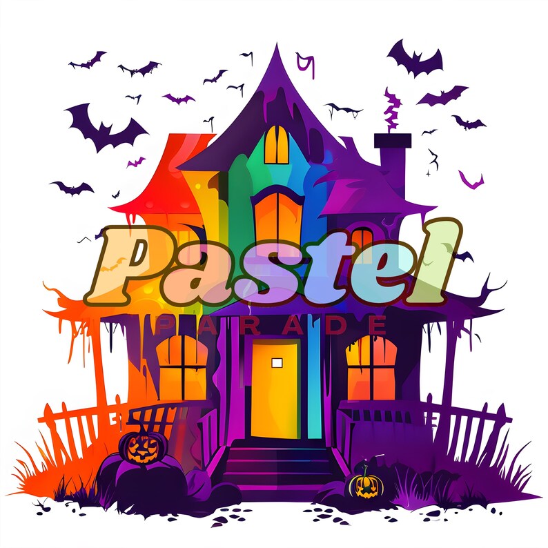 Rainbow Graveyard House Clipart, Bundle of 4 PNG, Fall Stationery ...