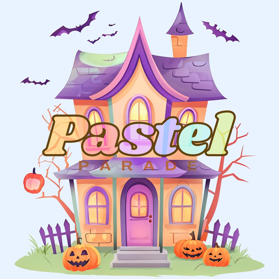 Colorful Haunted Mansion PNG, Cute Halloween Art PDF, Stationery Crafts ...