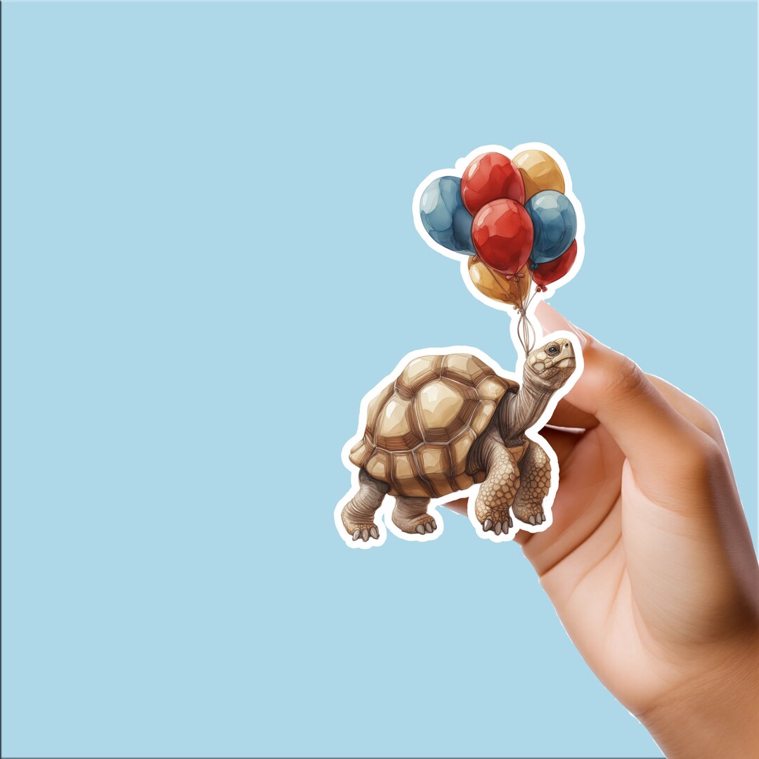 Tortoise With Balloons Sticker, Waterproof Funny Gifts Water Bottle ...