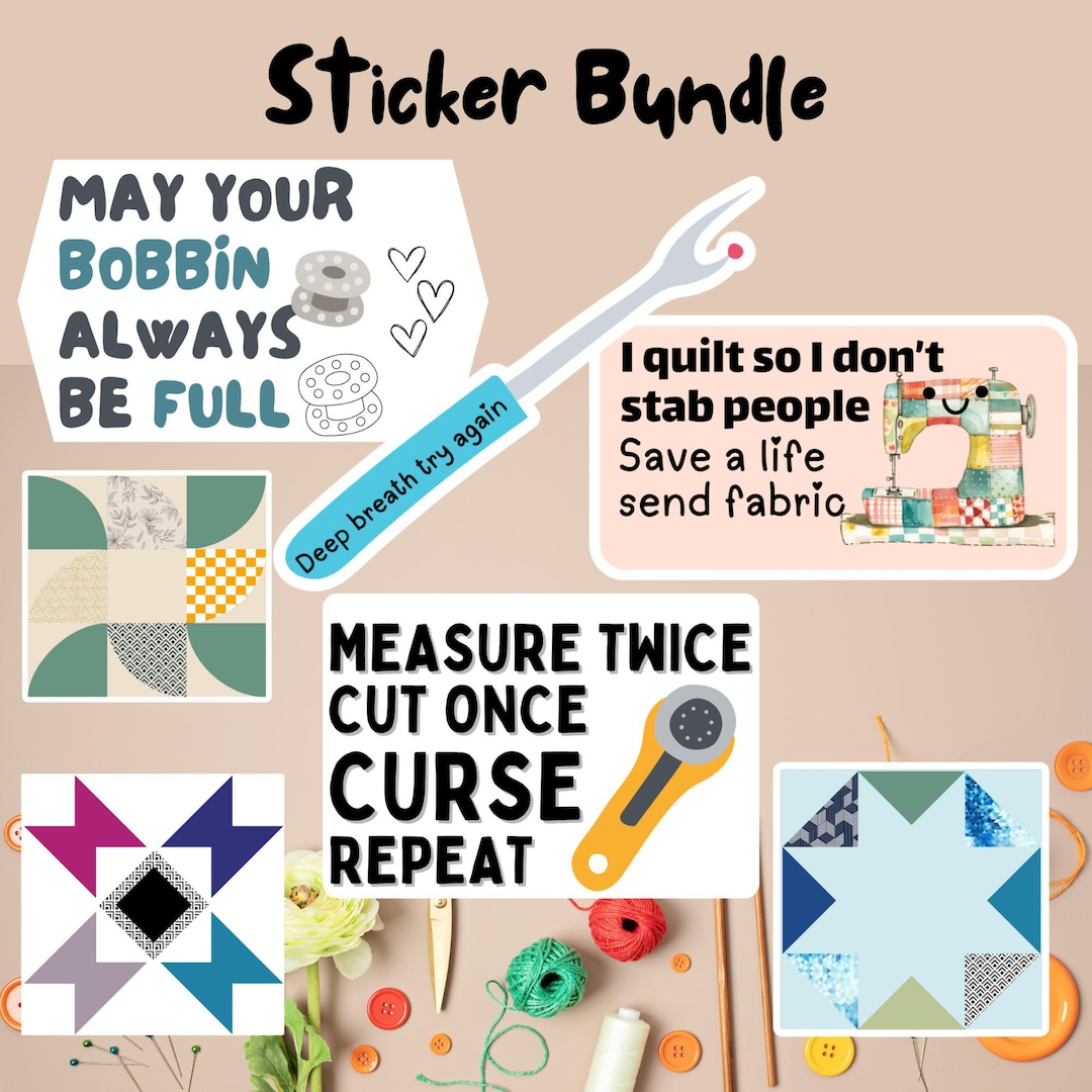 Quilting Sticker Set, Waterproof Vinyl Sticker, Sewing Stickers, Funny ...