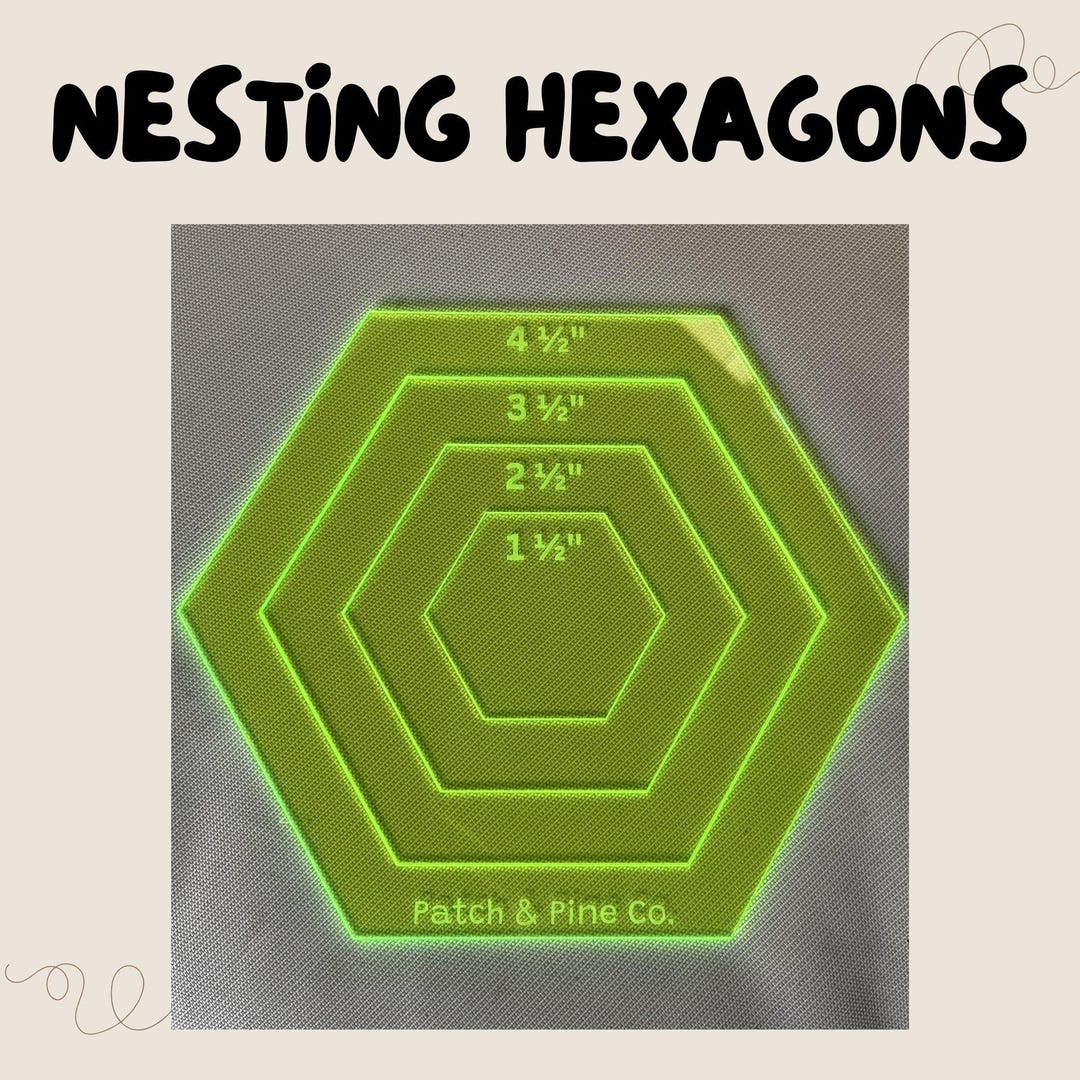 Nesting Hexagon Acrylic Templates, A Set of 4 Acrylic Hexagon Quilt ...