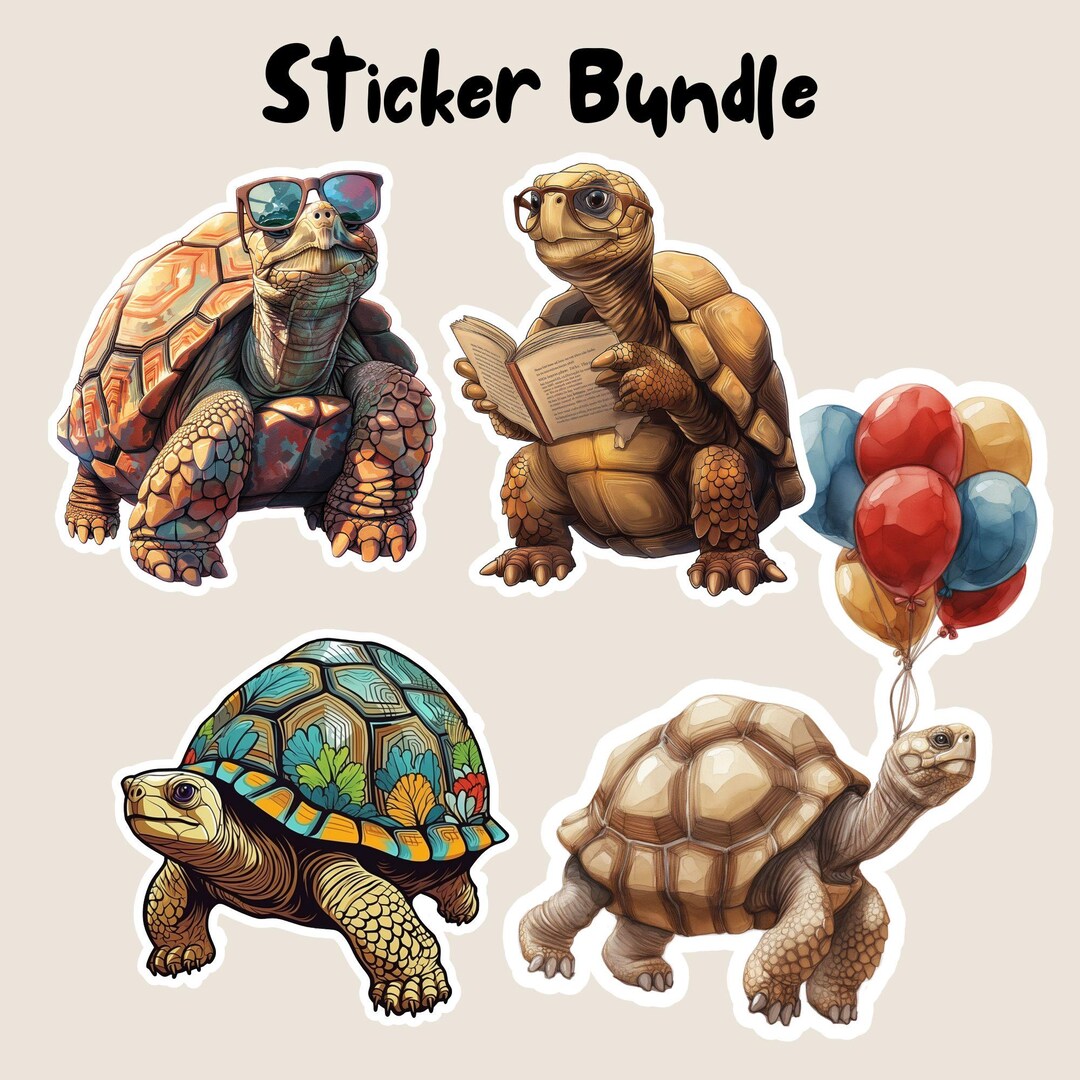 Tortoise With Balloons Sticker, Waterproof - Funny Gifts - Water Bottle ...