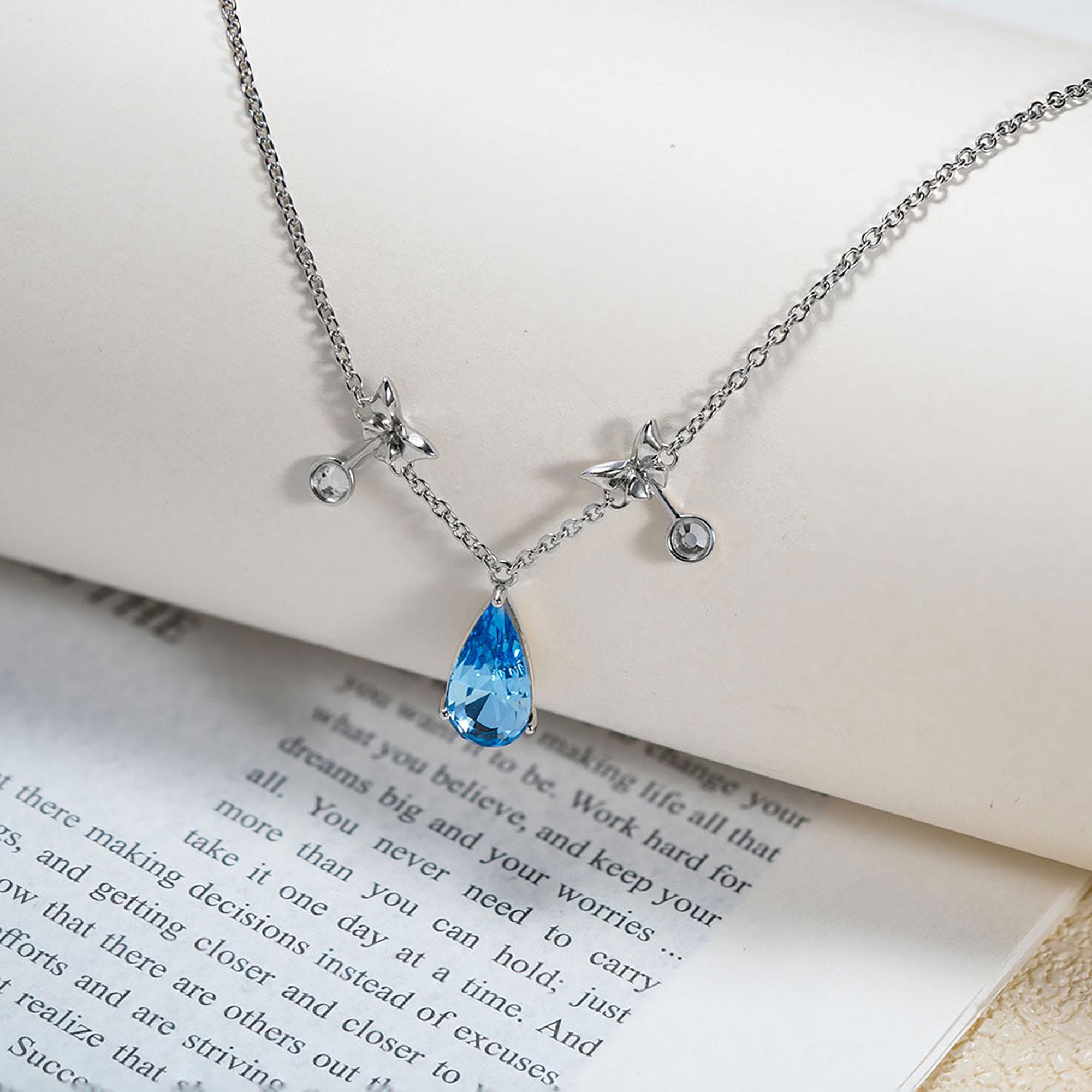 Handmade Water Droplets Silver&blue Crystal Necklace - Etsy
