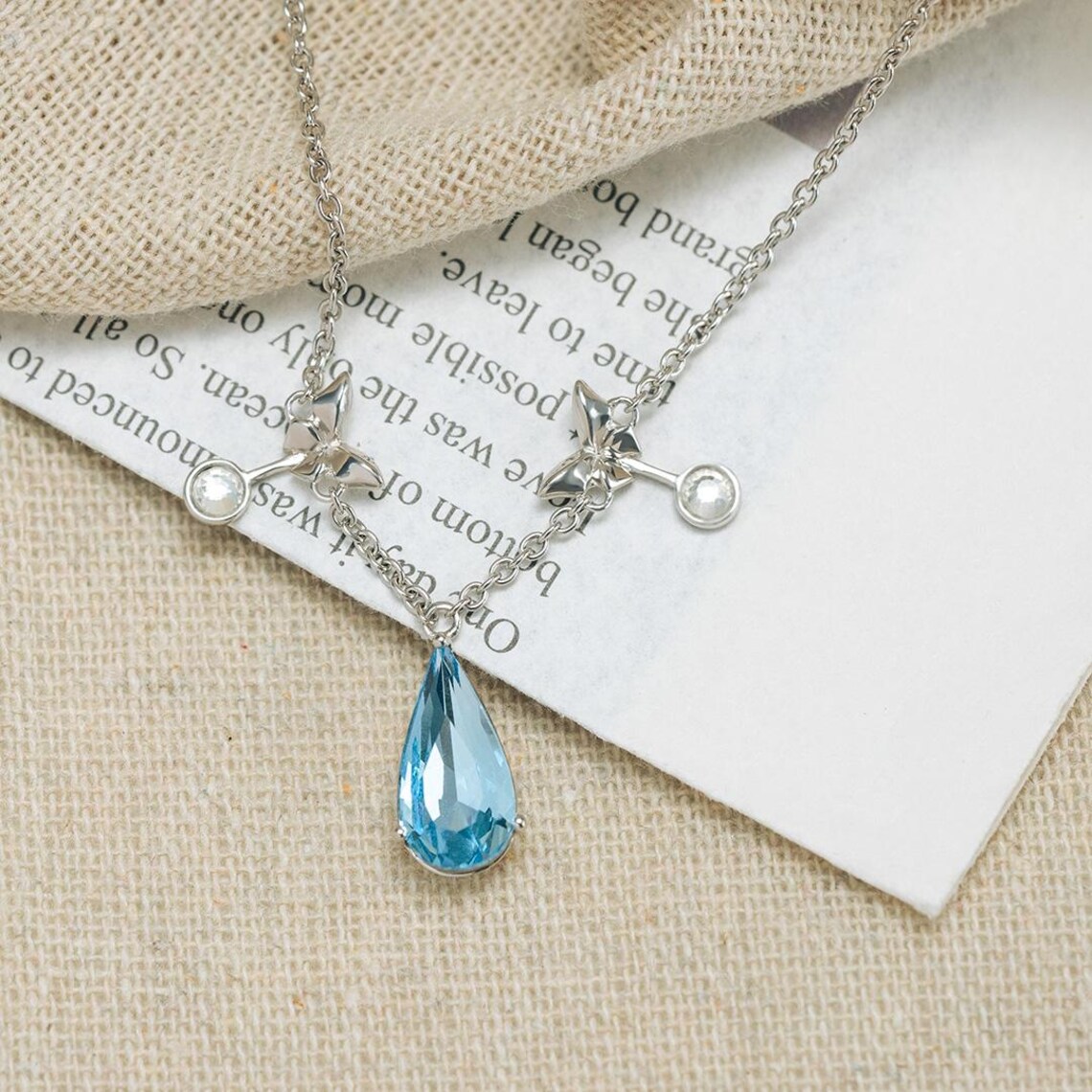 Handmade Water Droplets Silver&blue Crystal Necklace - Etsy