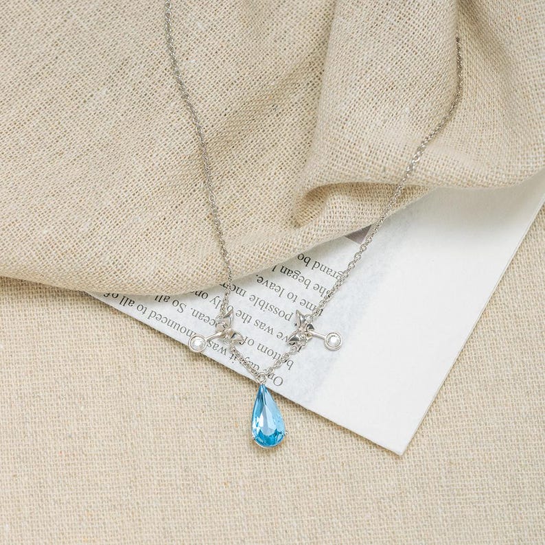 Handmade Water Droplets Silver&blue Crystal Necklace - Etsy