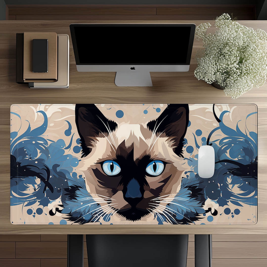 Siamese Cat Desk Mat, Aesthetic Desk Decor, Desk Accessories, Office ...