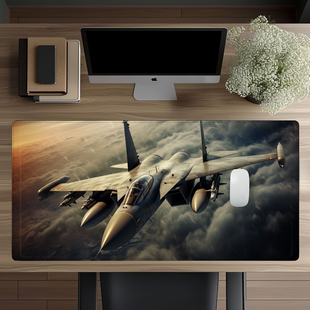 Fighter Jet Desk Mat, Aesthetic Desk Decor, Desk Accessories, Office ...