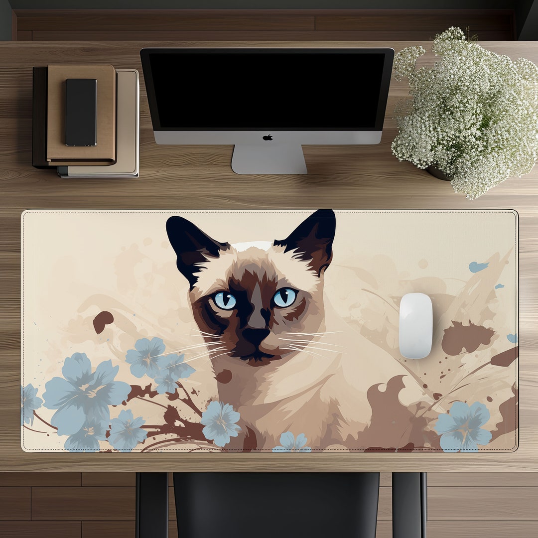 Siamese Cat Desk Mat, Aesthetic Desk Decor, Desk Accessories, Office ...
