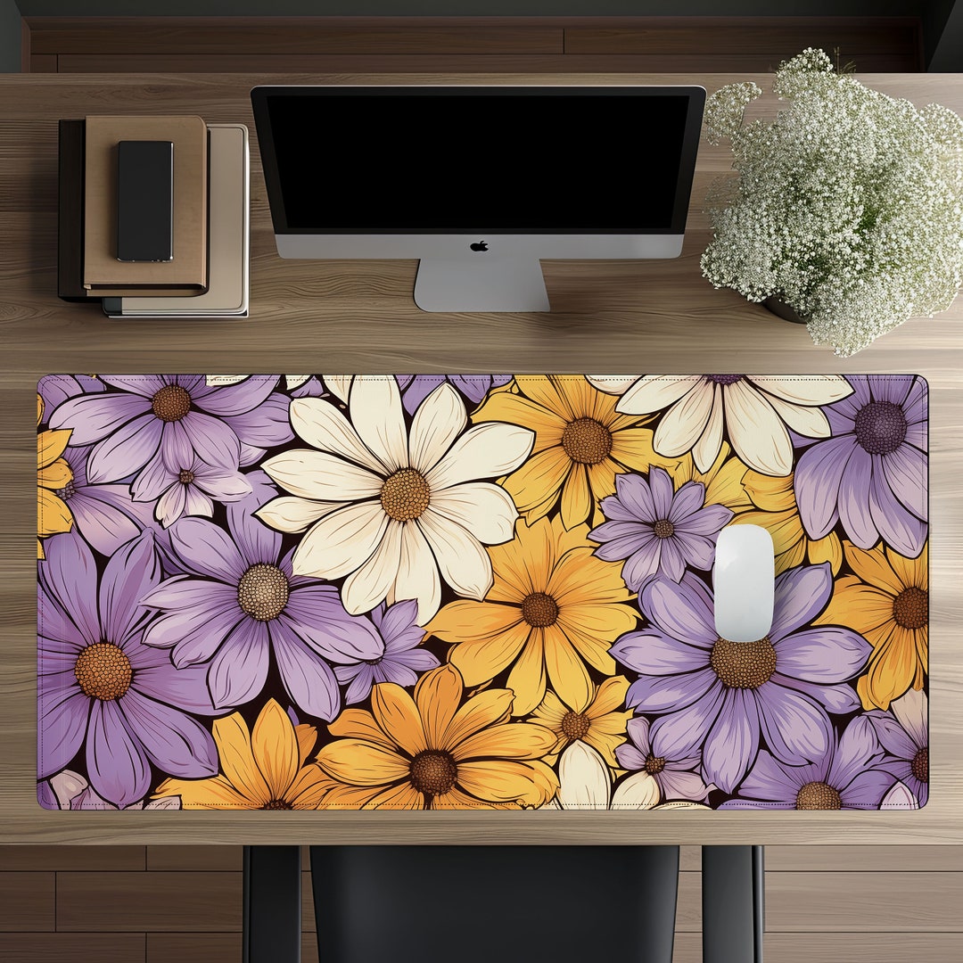 Daisy Flower Desk Mat, Aesthetic Desk Decor, Desk Accessories, Office ...