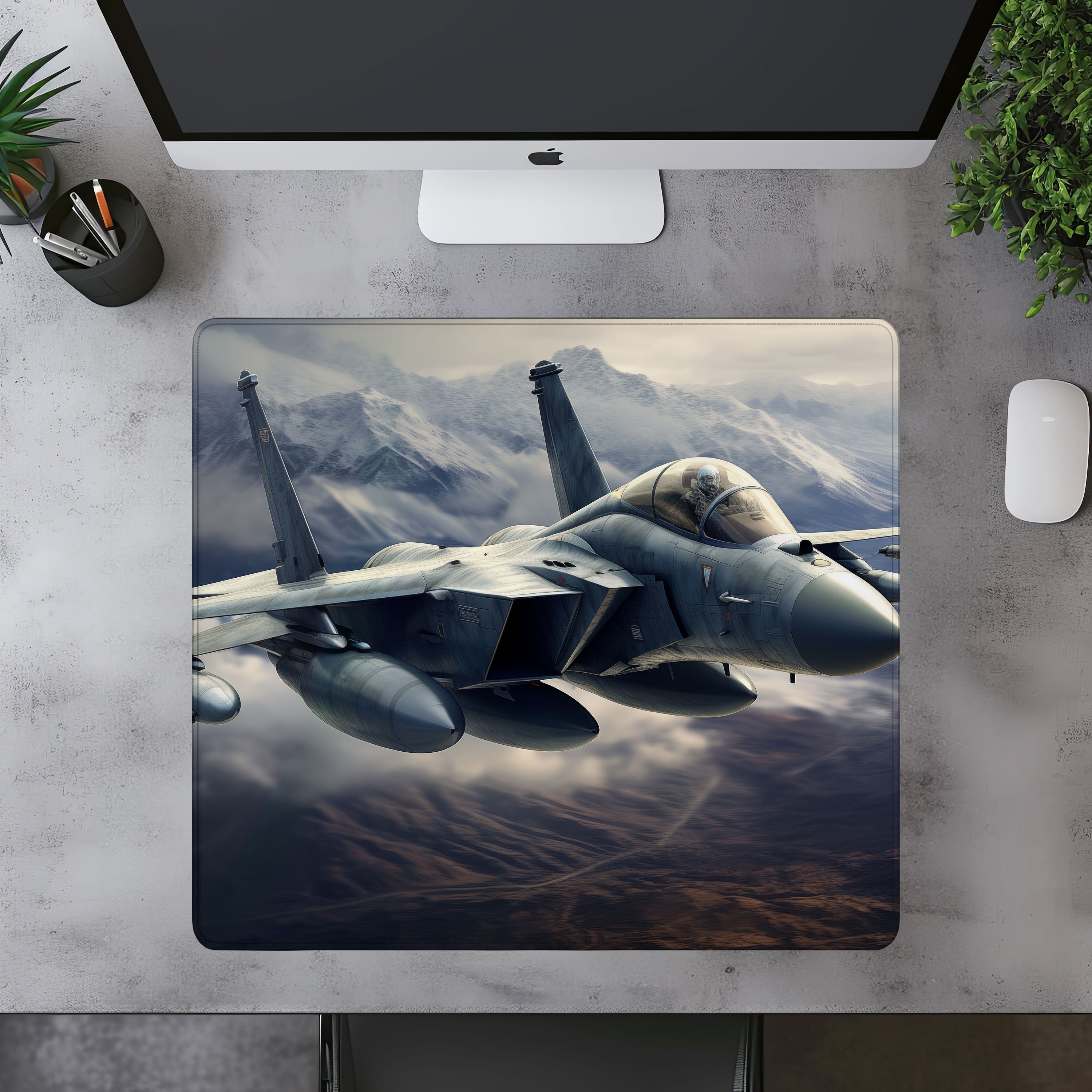 Fighter Jet Desk Mat, Aesthetic Desk Decor, Desk Accessories, Office ...