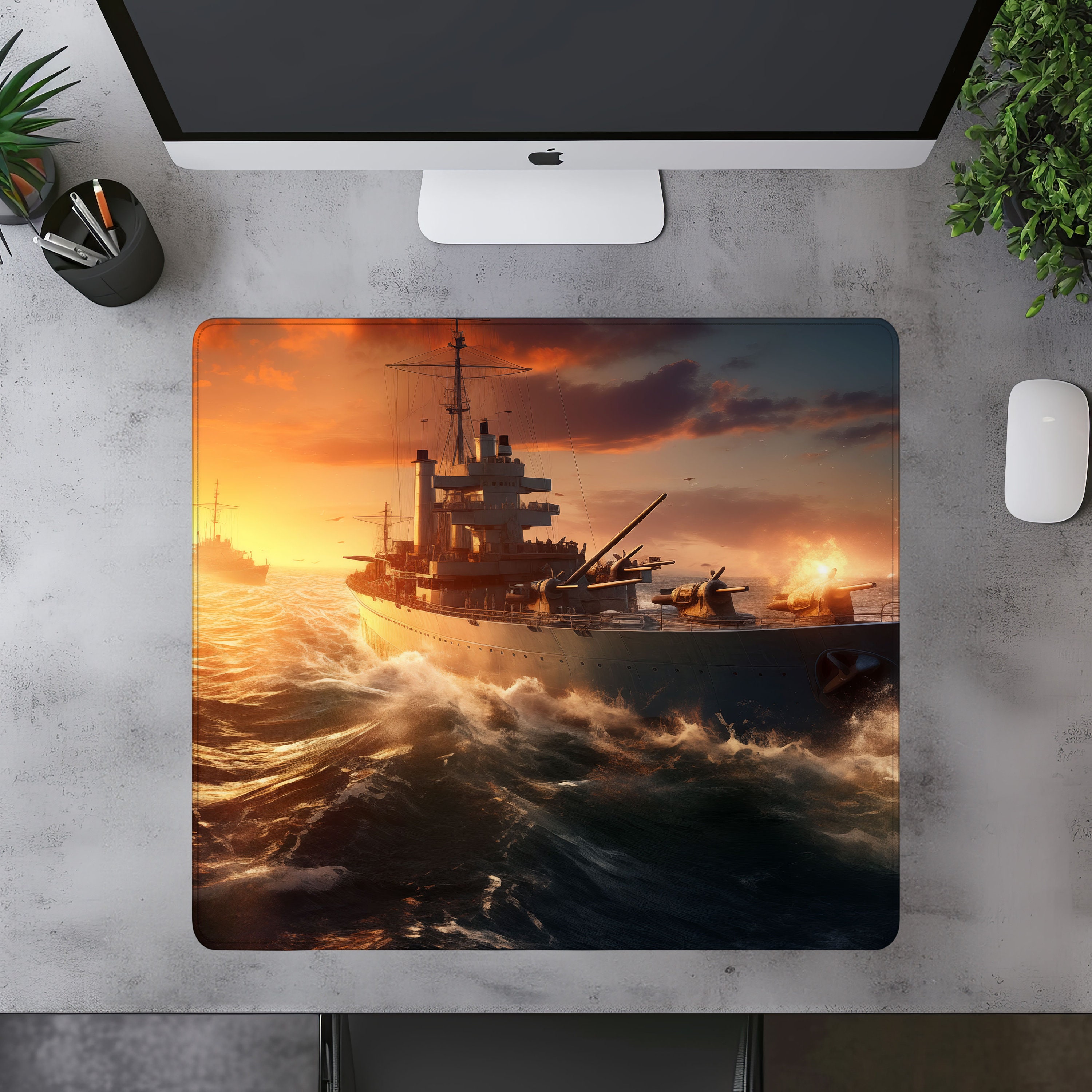Battleship Desk Mat, Aesthetic Desk Decor, Desk Accessories, Office ...